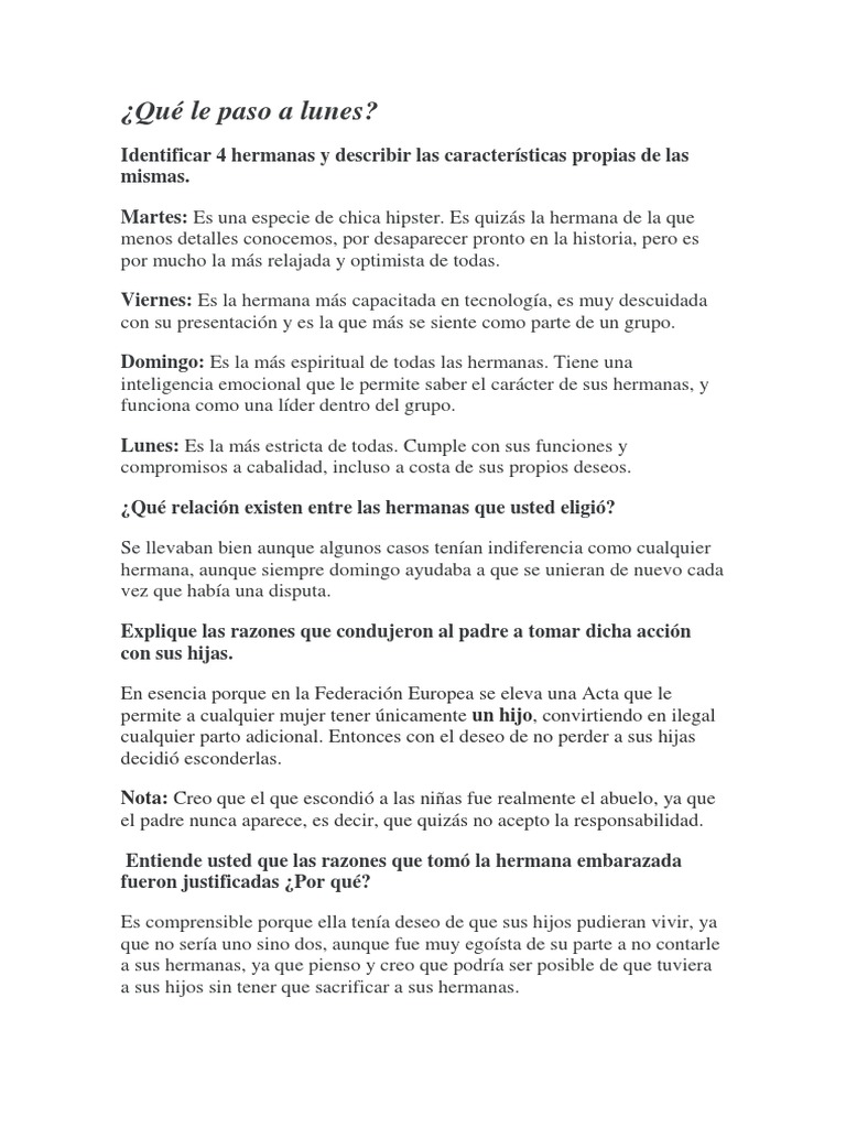 Qué Le Paso A Lunes | PDF