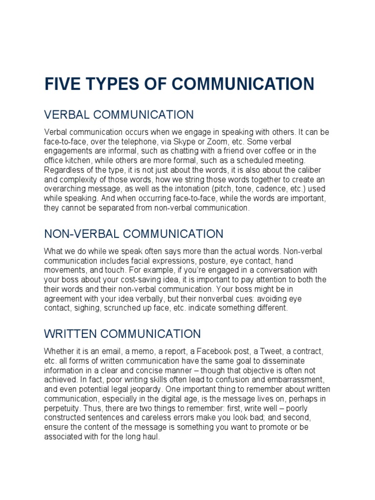 Five Types of Communication | PDF | Communication | Nonverbal Communication