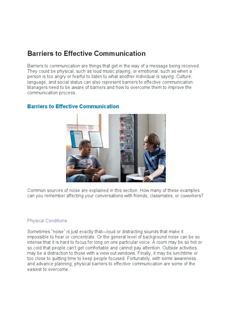 Overcoming Communication Barriers | PDF | Communication | Perception