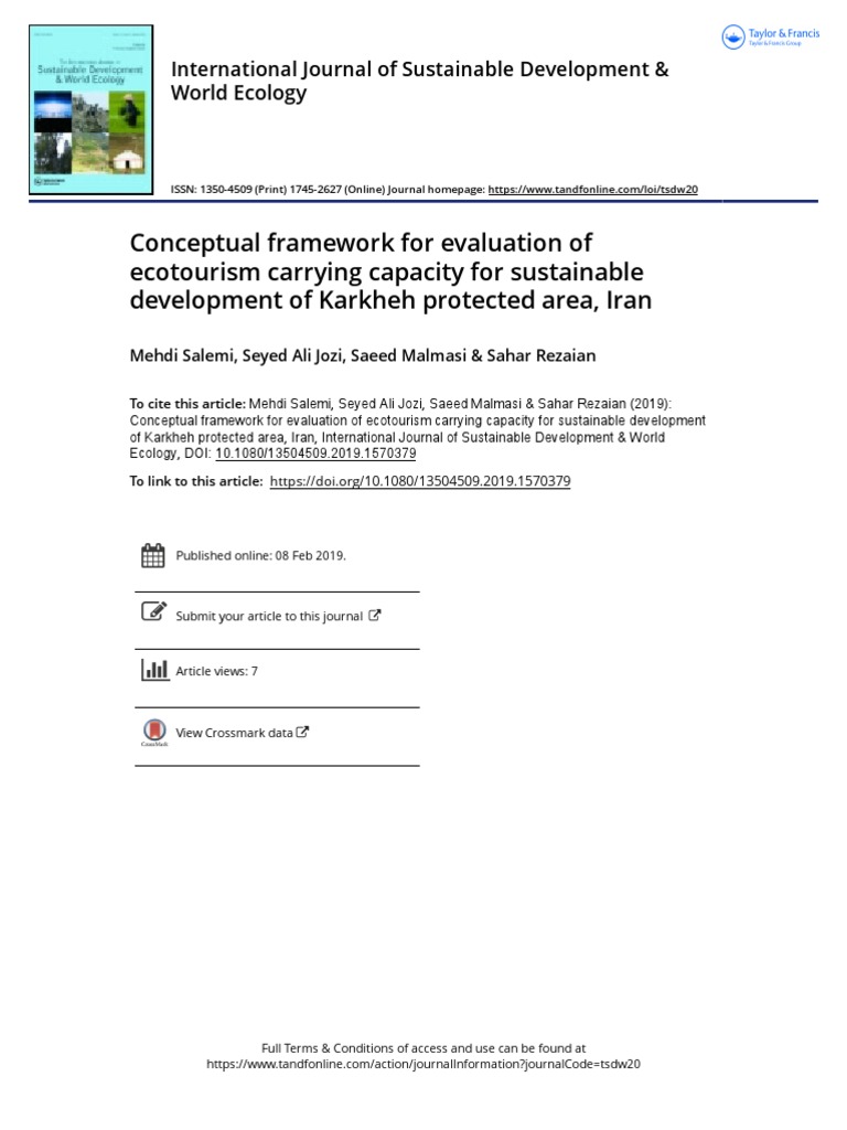 Conceptual Framework For Evaluation of Ecotourism Carrying Capacity For ...