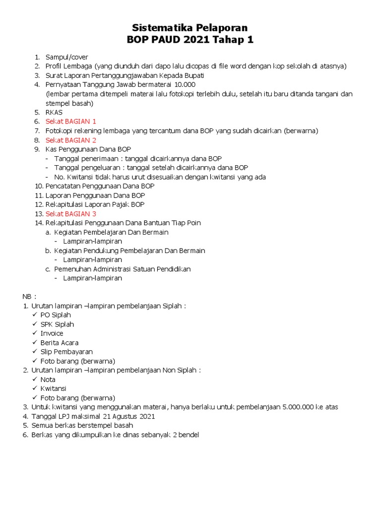 Sistematika Pelaporan BOP 2021 | PDF