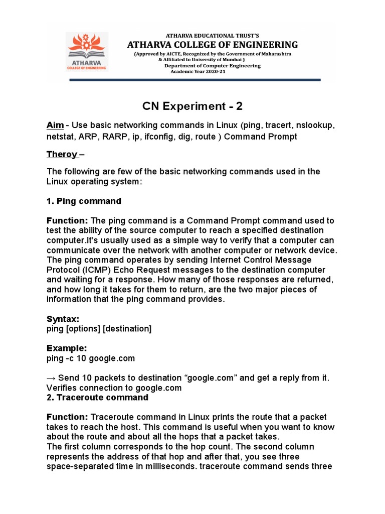 CN Network Commands | PDF | Domain Name System | Network Socket