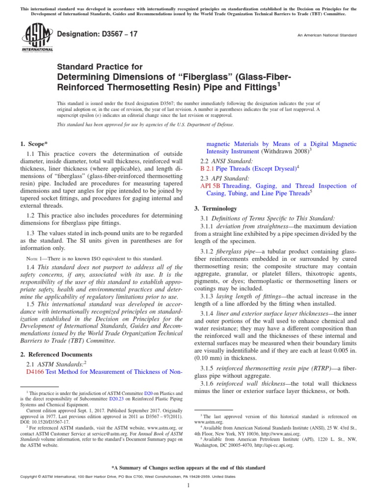 Determining Dimensions of "Fiberglass" (Glass-Fiber-Reinforced ...