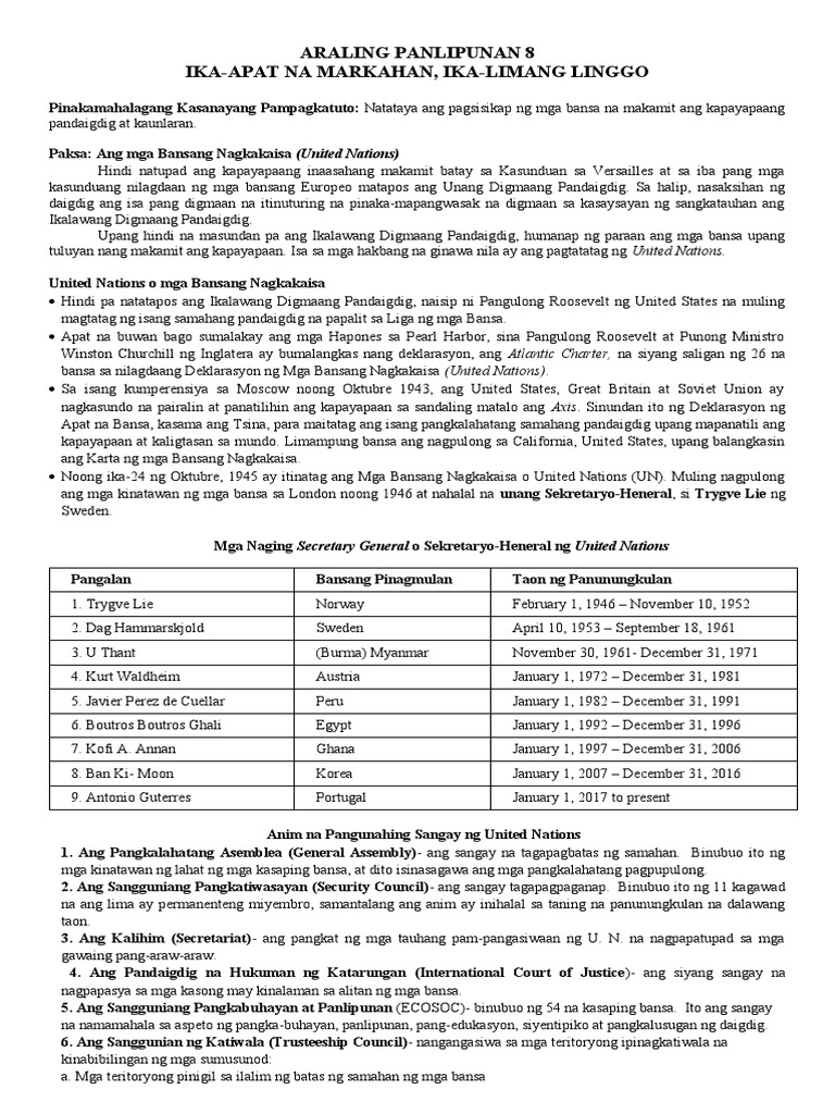 As - Ap8 - Week 5 - Q4 | PDF