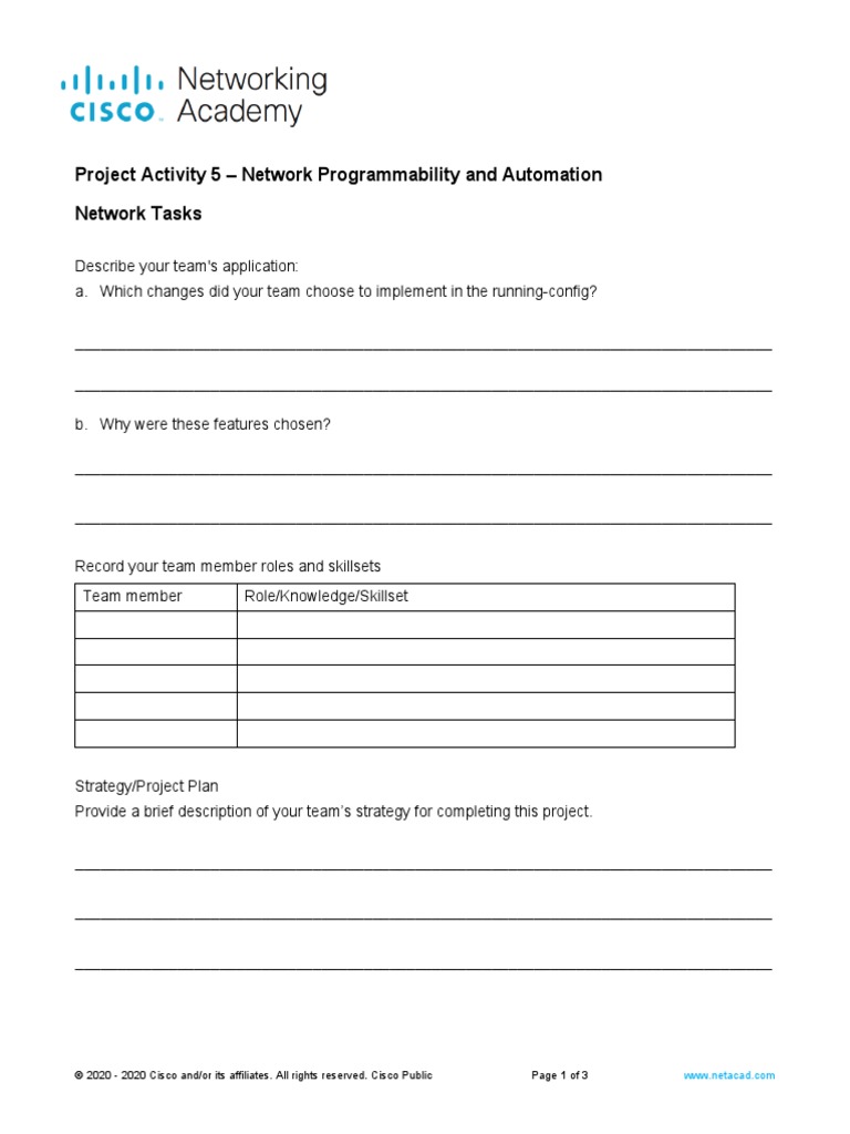 Project Activity 5 - Network Programmability and Automation Network ...