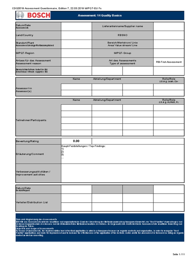 14 Quality Basics Supplier Assessment en de | PDF