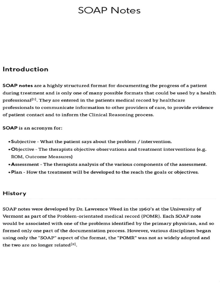 An In-Depth Examination of the SOAP Note Documentation Format | PDF ...
