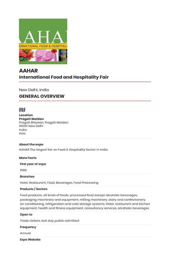 AAHAR 2025: Food & Hospitality Focus | PDF