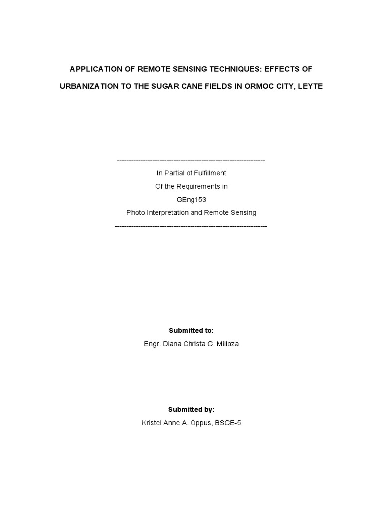 Application of Remote Sensing Techniques | PDF | Sugarcane | Geographic ...