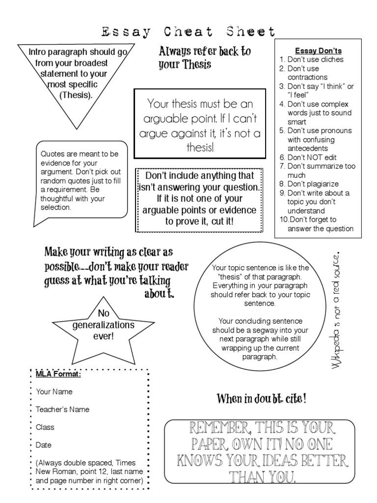Essay Cheat Sheet Tips For Effective Essay Writing | PDF | Essays ...