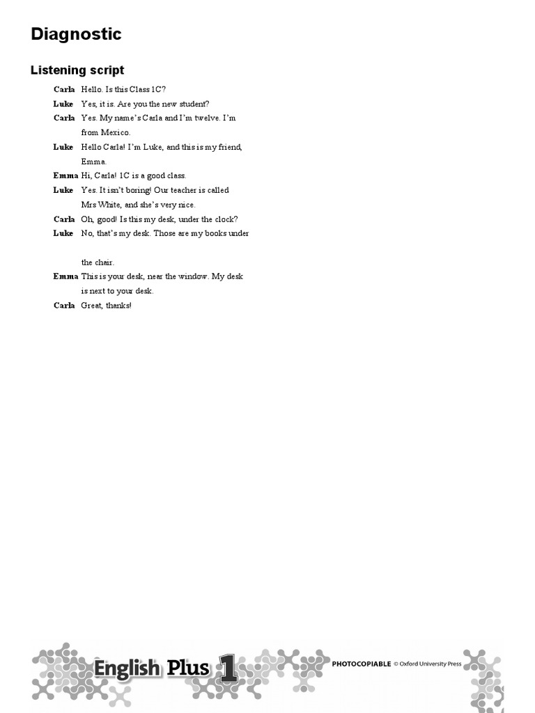 Diagnostic Listening Script | PDF