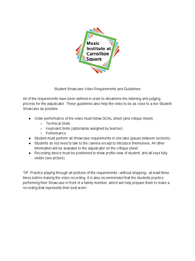 Guidelines - Requirements Student Showcase | PDF