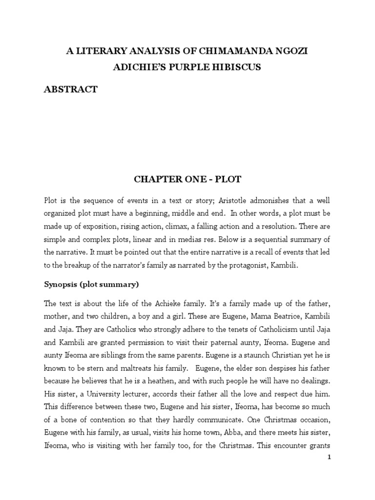 Literary Analysis of Purple Hibiscus | PDF | Eucharist | Mass (Liturgy)