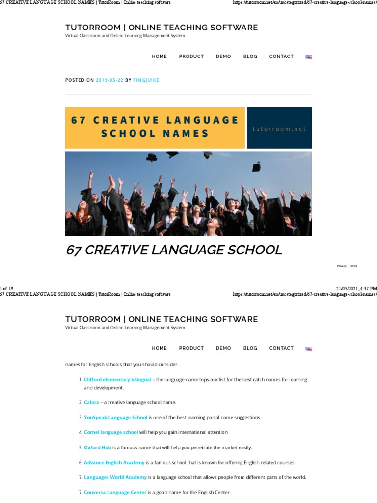 67 CREATIVE LANGUAGE SCHOOL NAMES TutorRoom Online Teaching Software ...
