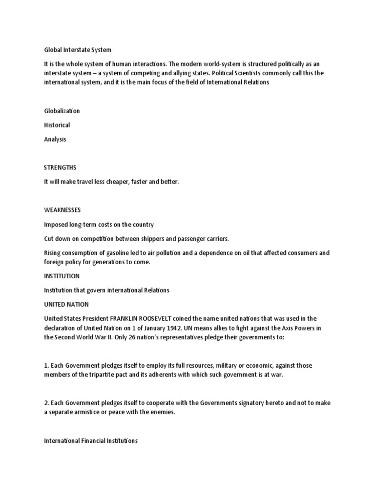 Global Interstate System | PDF | Trade | Trade Agreements