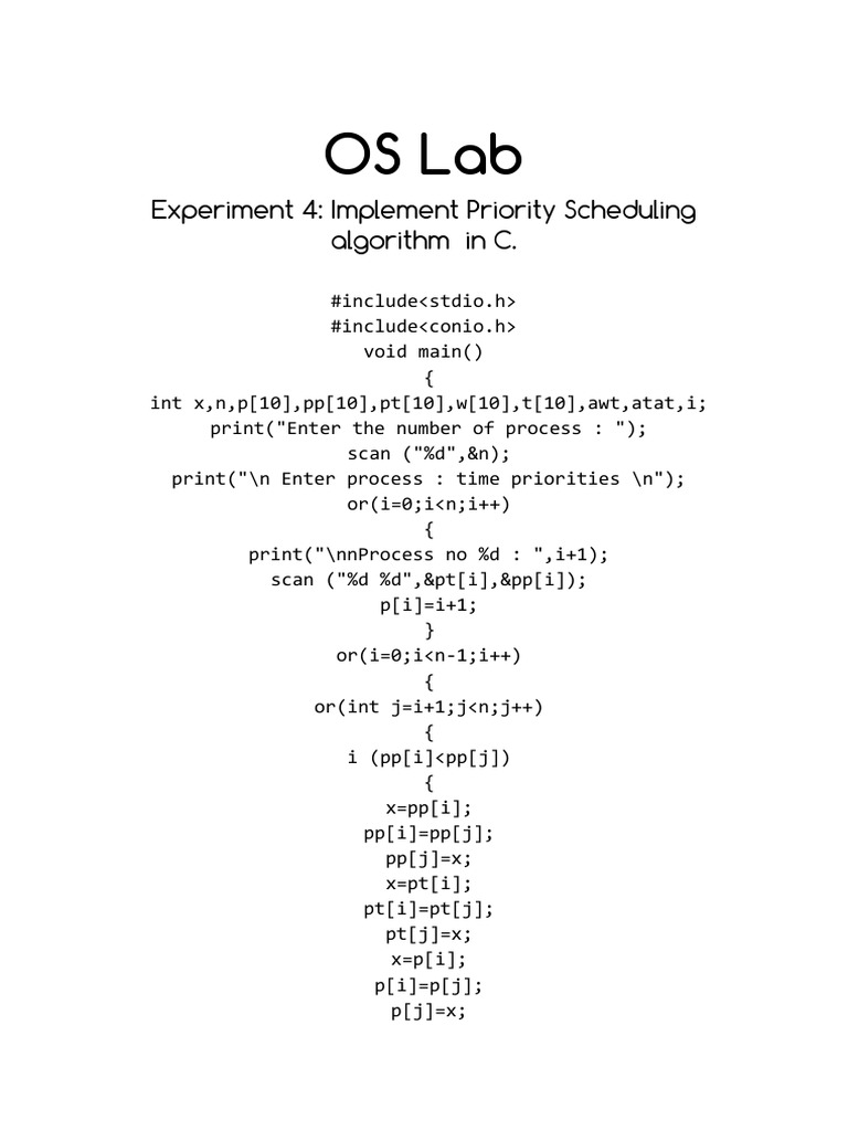 C Implementation of Priority Scheduling | PDF | Teaching Methods ...