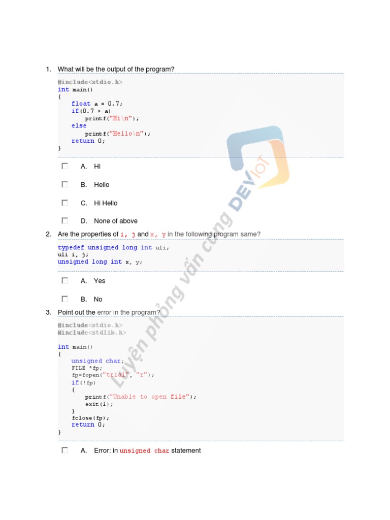 What Will Be The Output of The Program?: #Include | Download Free PDF ...