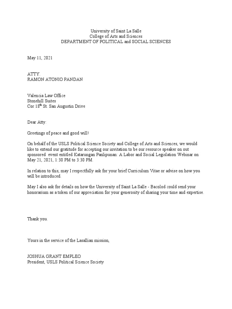 Inivitation Letter | PDF