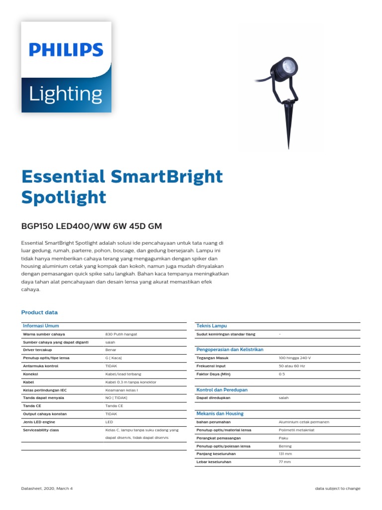 BGP150 Led400 WW 6W 45D GM | PDF