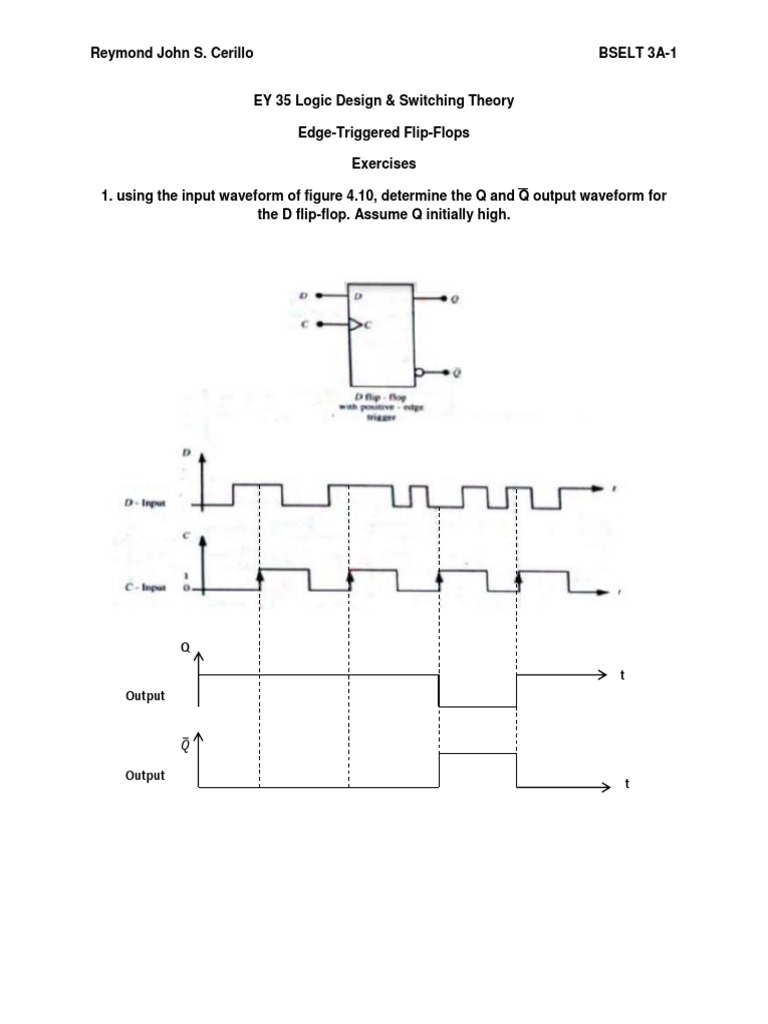 Flip-Flop Output Waveform Exercises | PDF