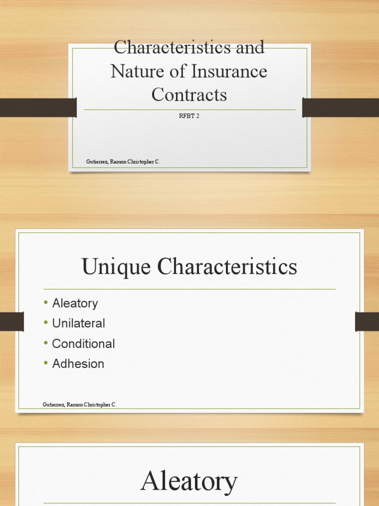 Characteristics and Nature of Insurance Contracts | PDF | Insurance ...
