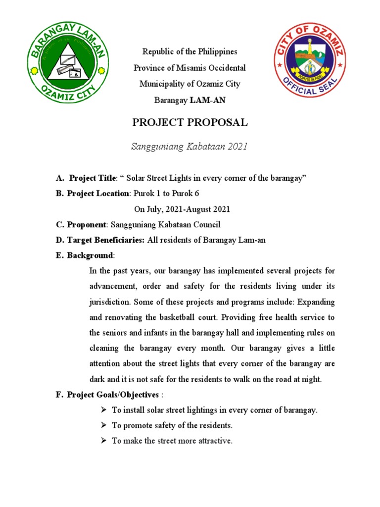 Project Proposal: Sangguniang Kabataan 2021 | PDF | Solar Power | Solar ...