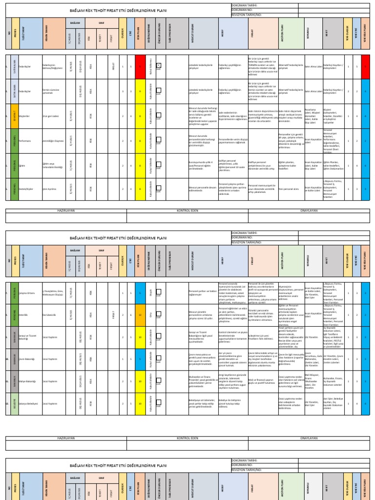 ÇYS Baglam Risk Fırsat Etki Degerlendirme Planı | PDF