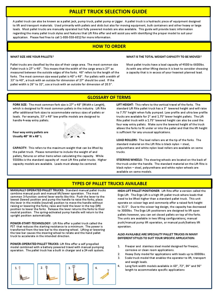 Pallet Truck Selection Guide: How To Order | PDF | Pallet | Truck