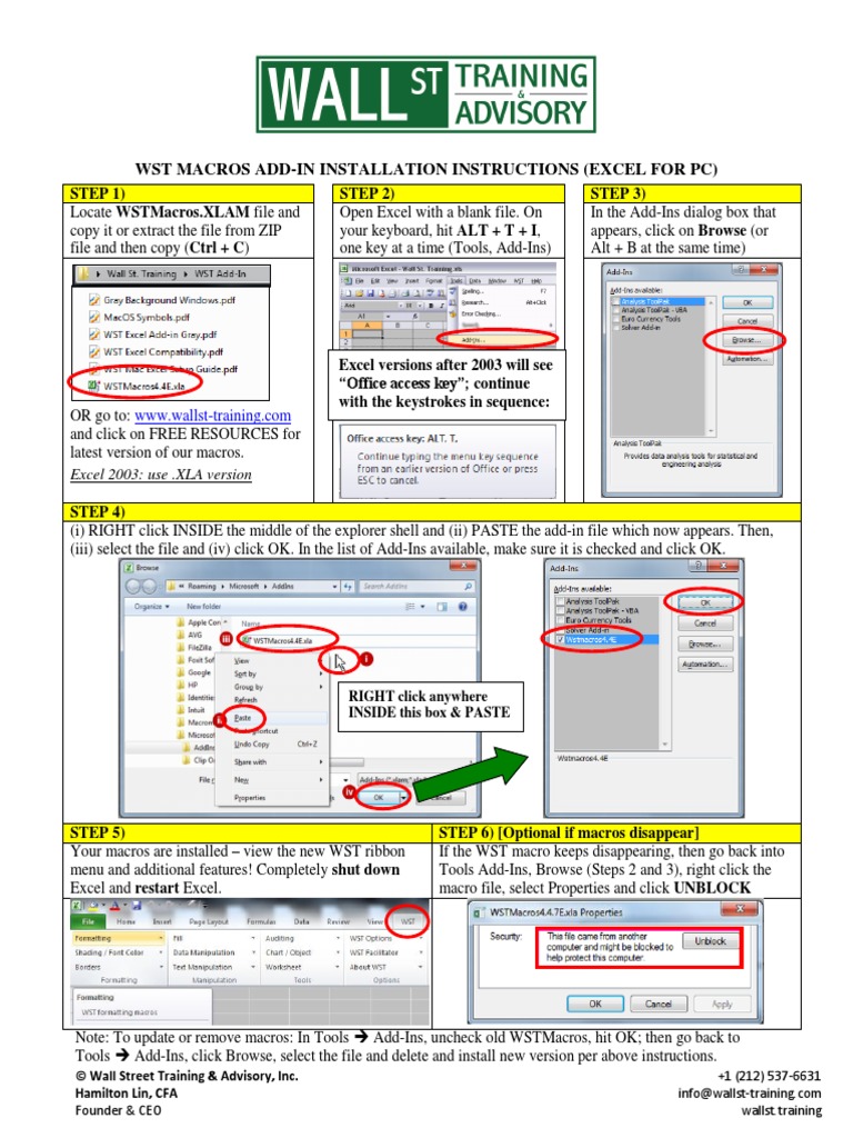 WST Macros Add-In Instructions | PDF | Microsoft Excel | Computer Science