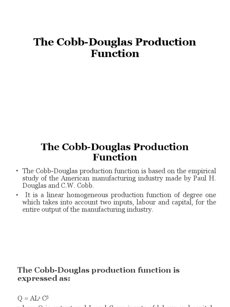 The Cobb-Douglas Production Function | PDF