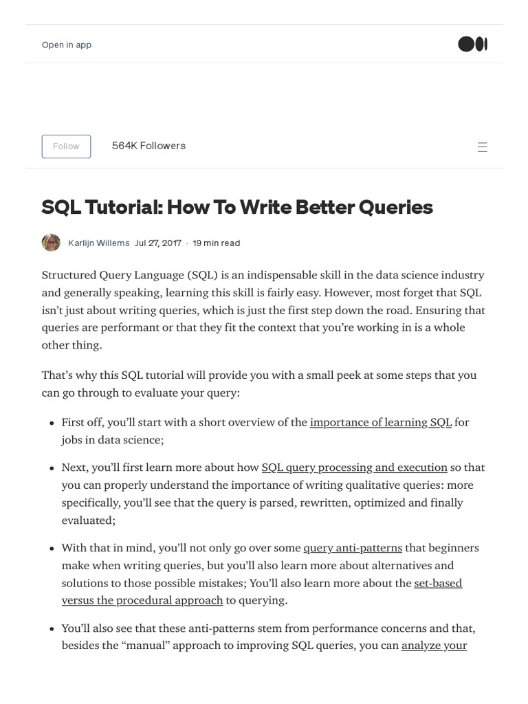 SQL Tutorial - How To Write Better Queries - by Karlijn Willems ... SQL Tutorial - How To Write Better Queries - by Karlijn Willems ...