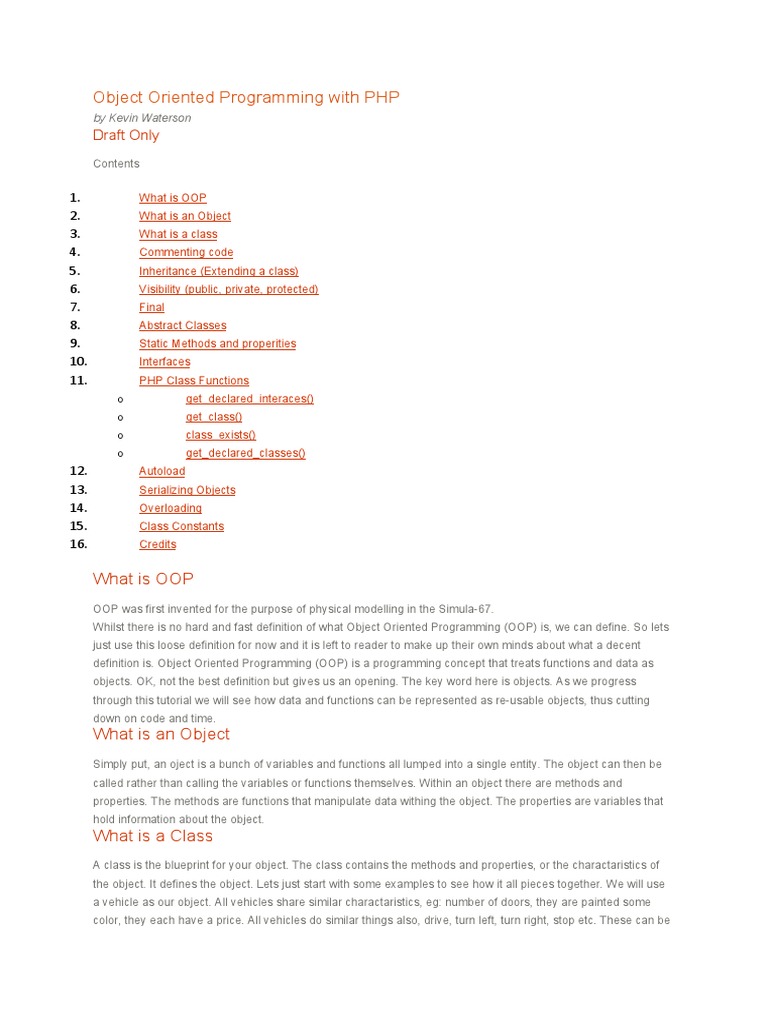 Object Oriented Programming With PHP | PDF | Class (Computer ...