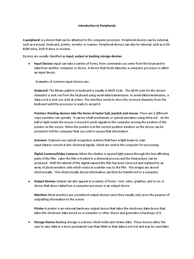 Overview of Computer Peripheral Devices | PDF | Computer Data Storage ...