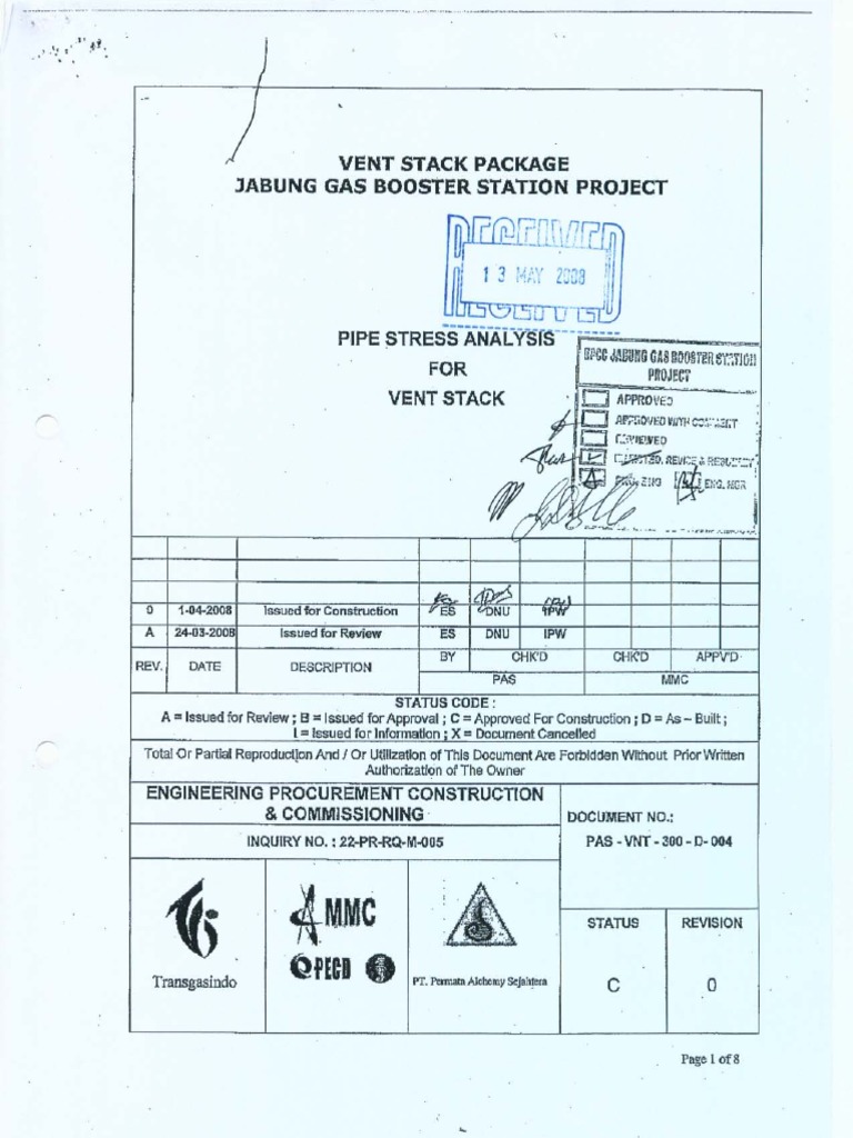 Pipe Strees Analysis For Vent Stack REV 0 | PDF