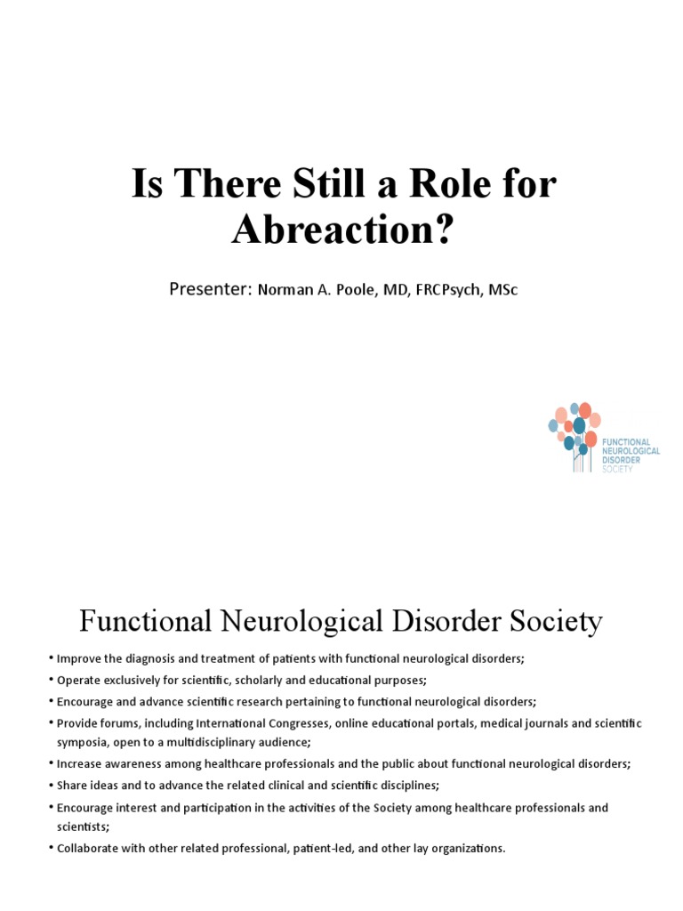 The Role of Abreaction in Treating Functional Neurological Disorders: A ...