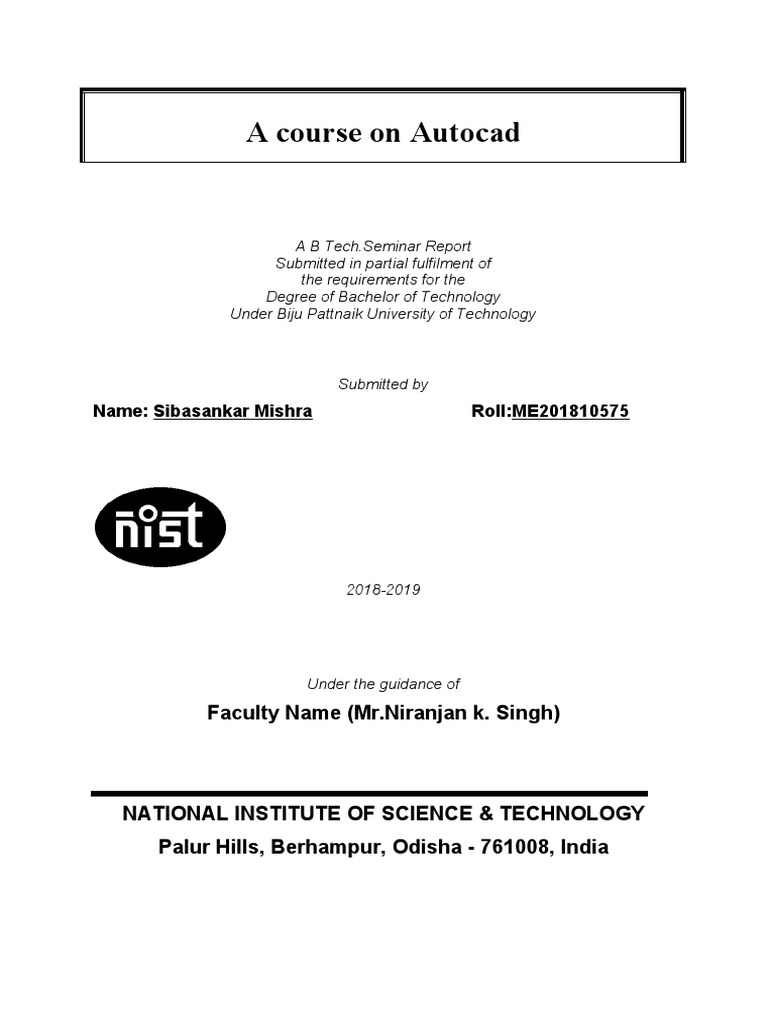 Report of Autocad | PDF | Auto Cad | Computer Aided Design