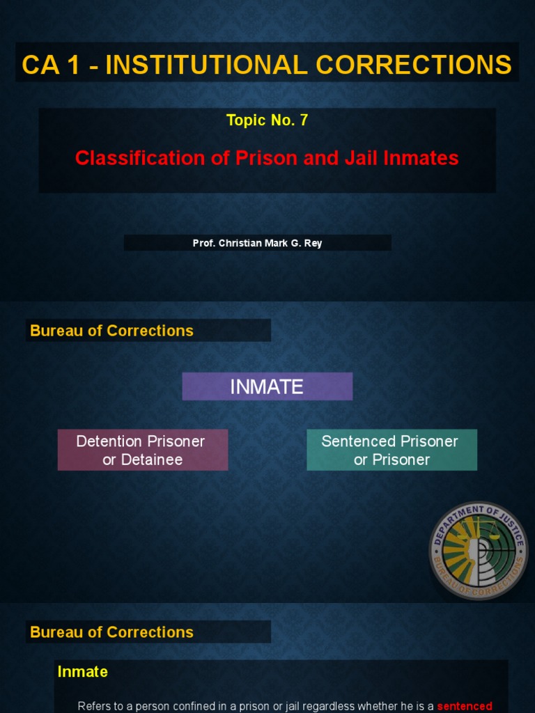 Ca 1 - Institutional Corrections: Classification of Prison and Jail ...