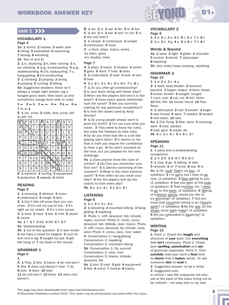 Workbook Answer Key: Unit 1 | PDF | Robbery