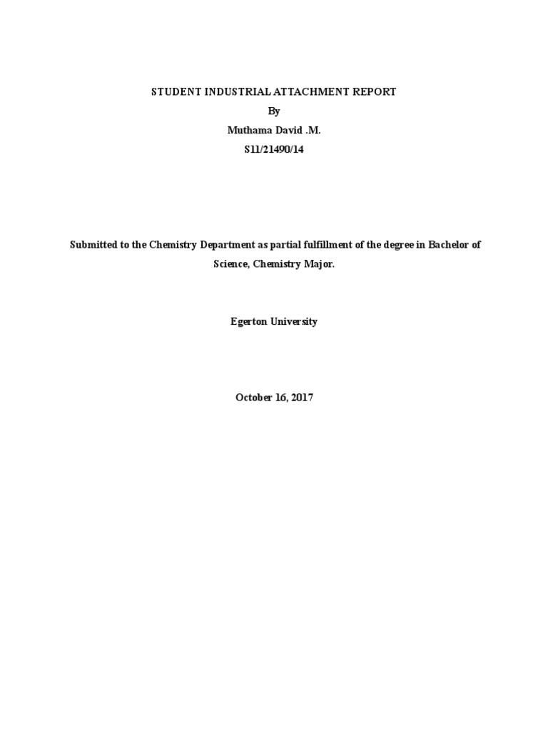 Student Industrial Attachment Report by Muthama David .M. S11/21490/14 ...