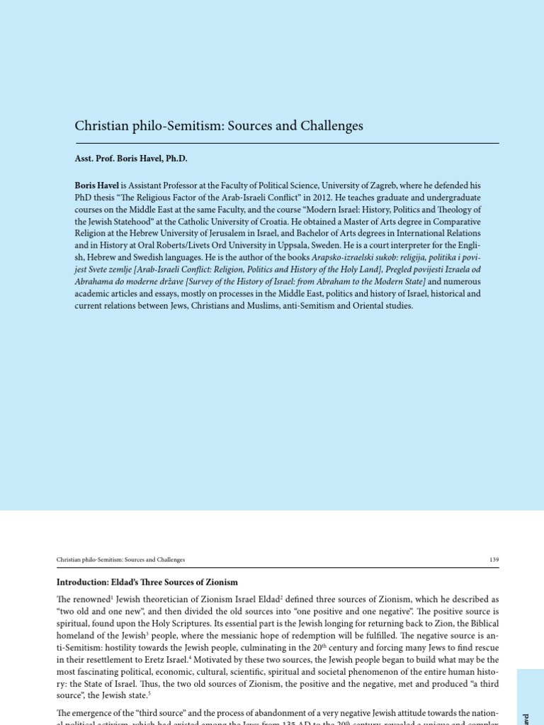 HAVEL (2020) Christian philo-Semitism-Sources and Challenges | PDF ...