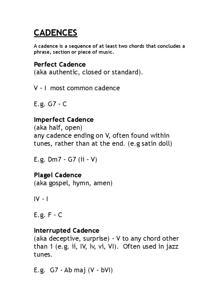 Understanding Musical Cadences Explained | PDF | Art