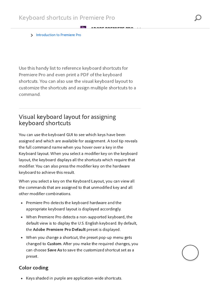 Preset and Customizable Keyboard Shortcuts in Premiere Pro 1 | PDF ...