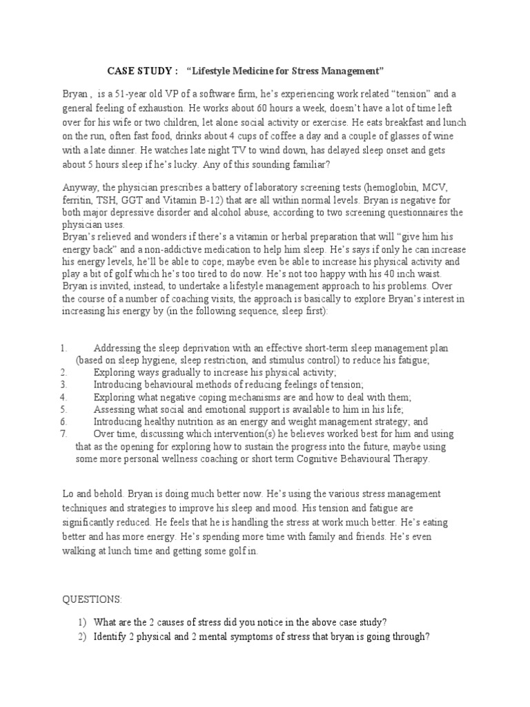 Case Study | PDF | Stress (Biology) | Stress Management