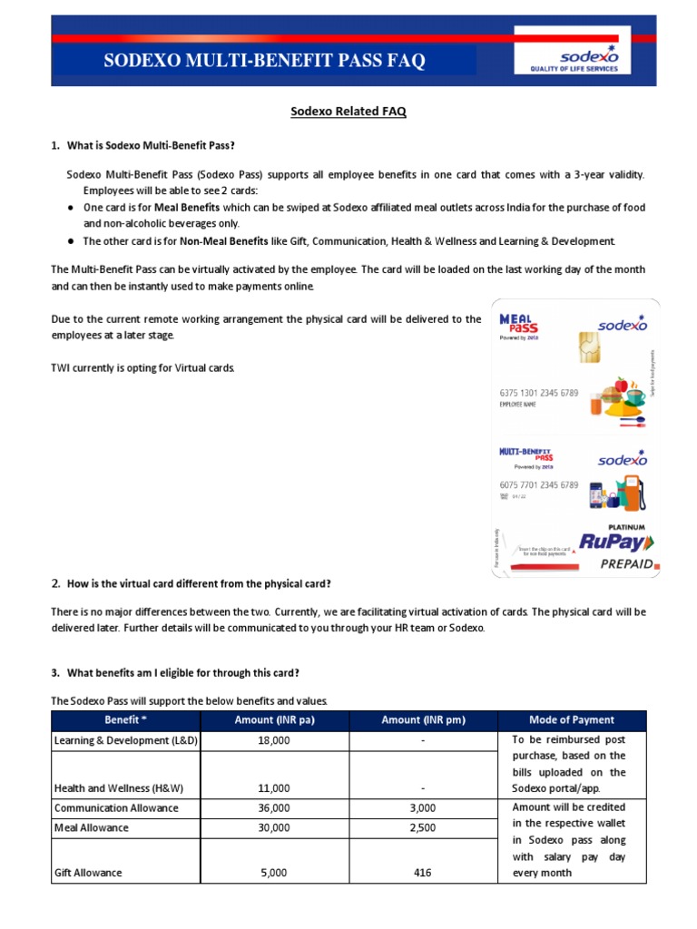 Sodexo Multi-Benefit Pass Faq | PDF | Personal Identification Number ...
