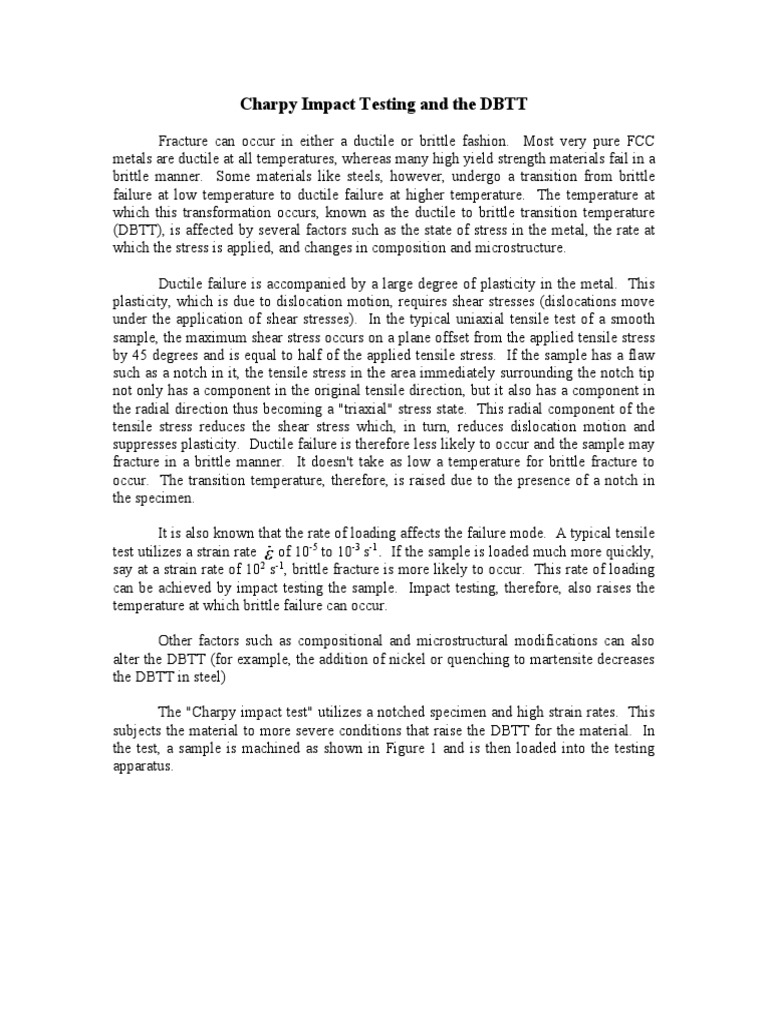 Steel Impact Test and DBTT Theory | PDF | Fracture | Ductility