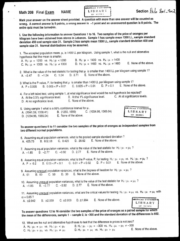 Final Fall 2001 02 | PDF