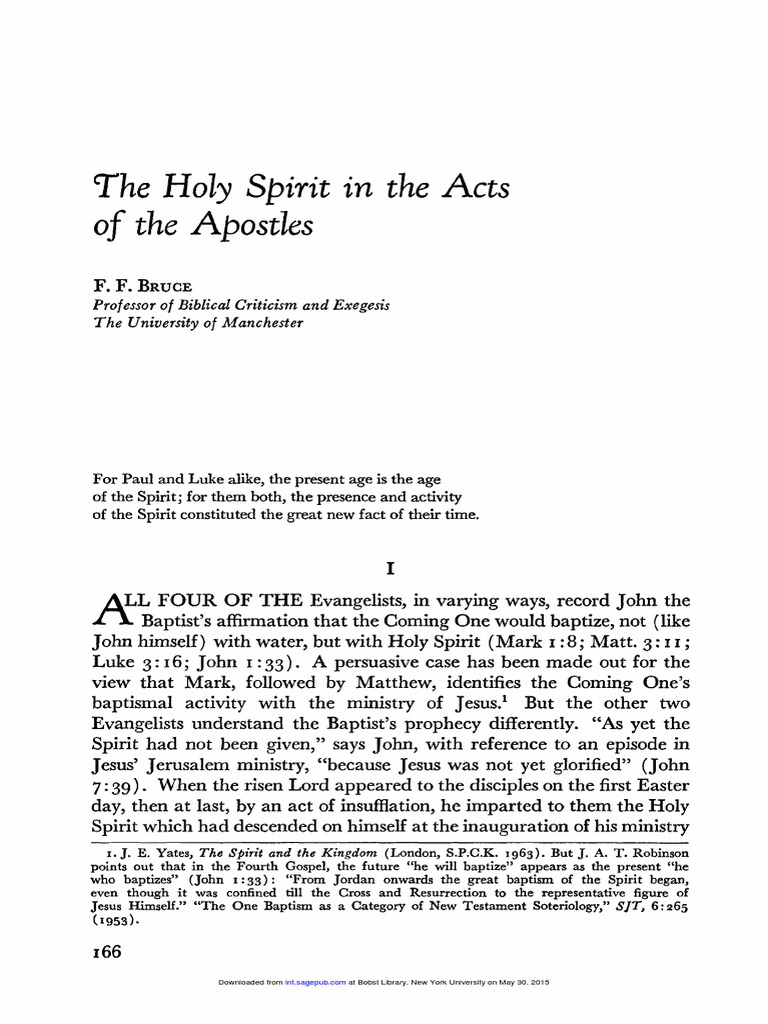 The Holy Spirit in Acts | PDF | Acts Of The Apostles | Baptism