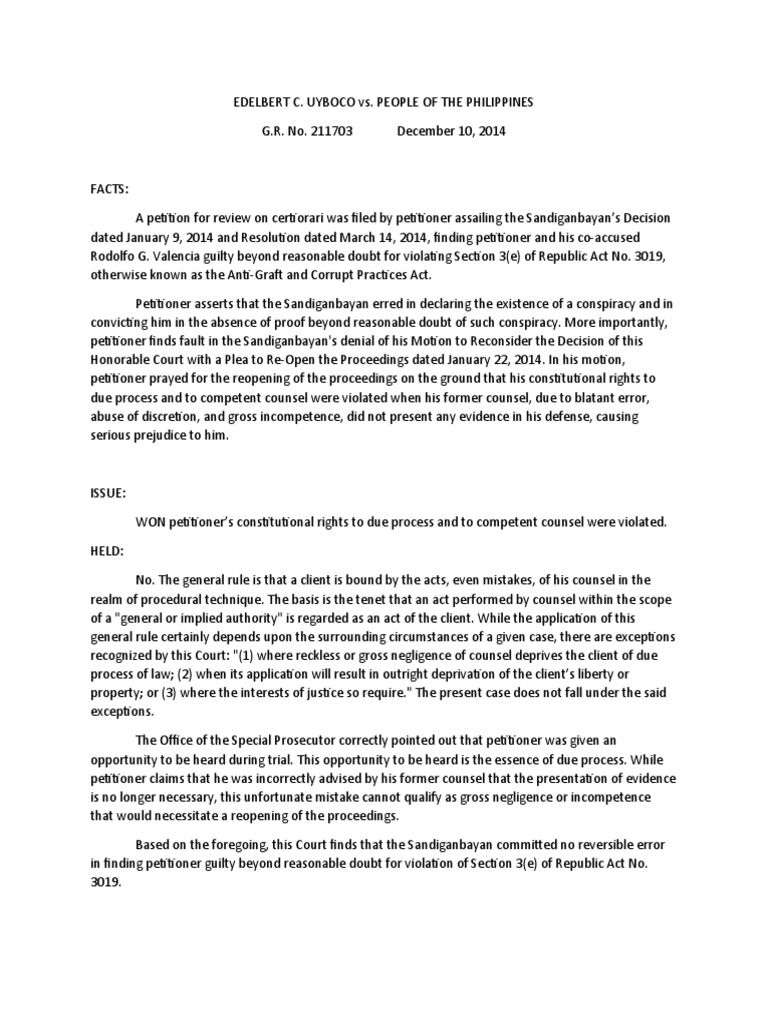 UYBOCO vs. PEOPLE OF THE PHILIPPINES | PDF | Burden Of Proof (Law ...