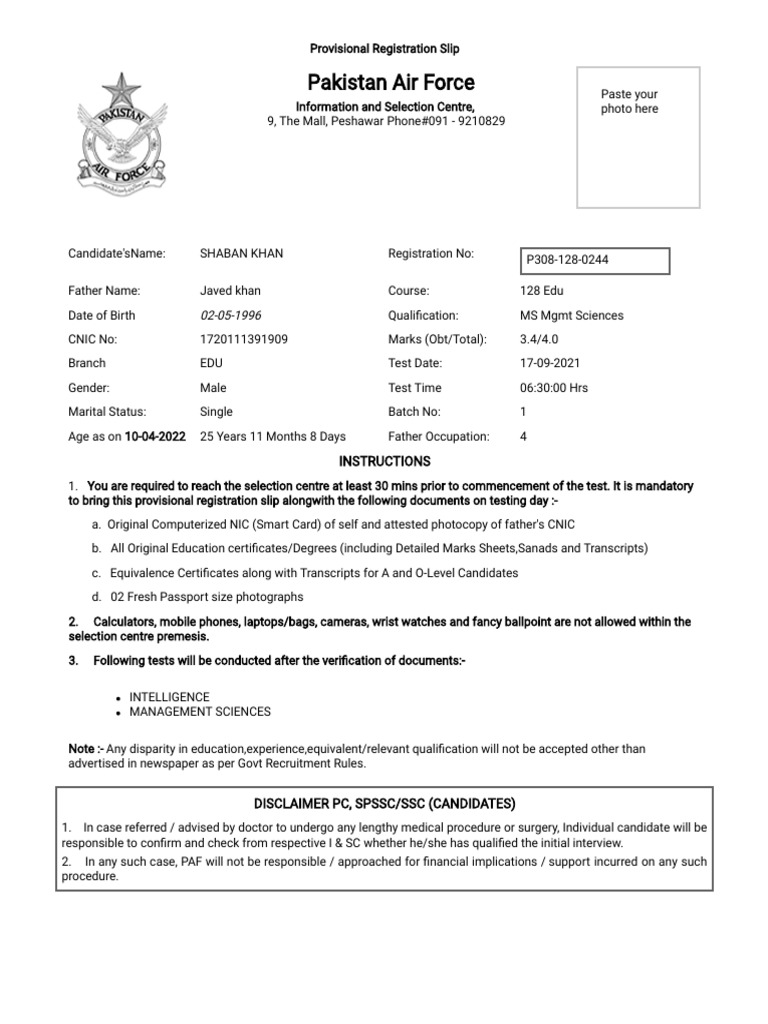 Pakistan Air Force: Instructions | PDF