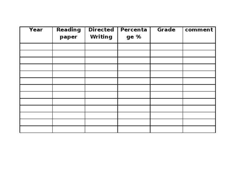 English Table | PDF